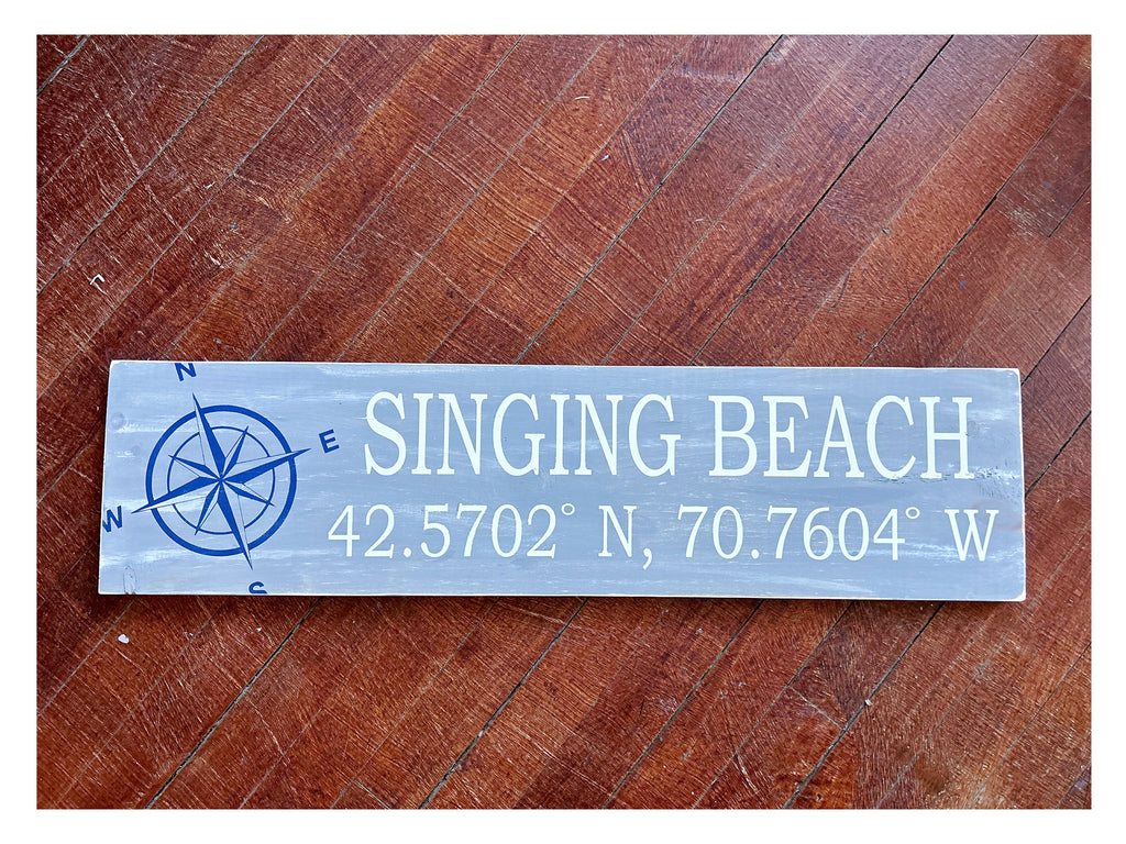 Singing Beach Coordinate 9x36" Sign – Hammer & Stain North Shore